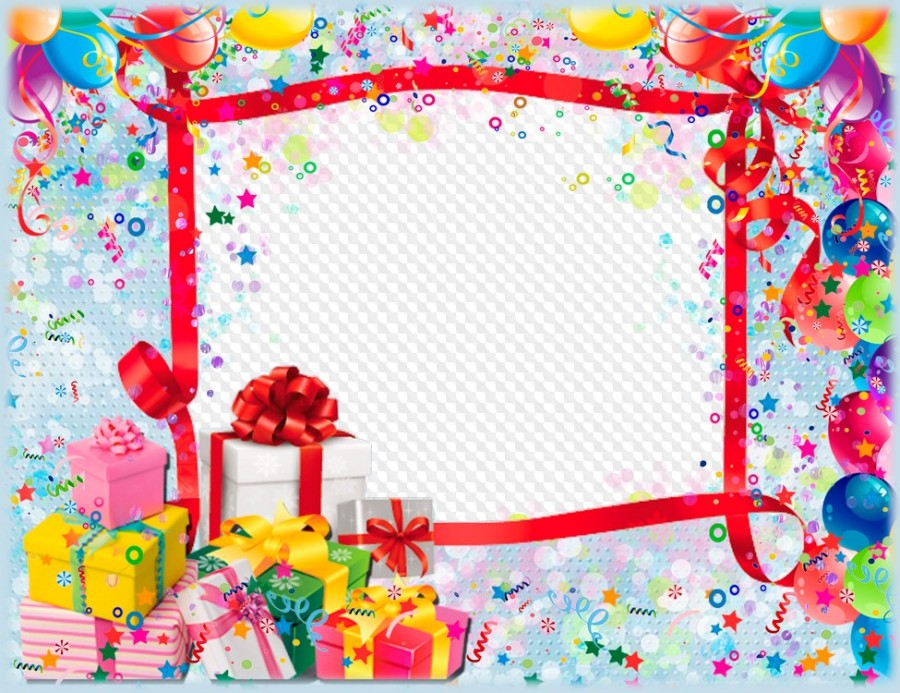 Bright festive Happy Birthday! frame PNG, photo frame PSD.