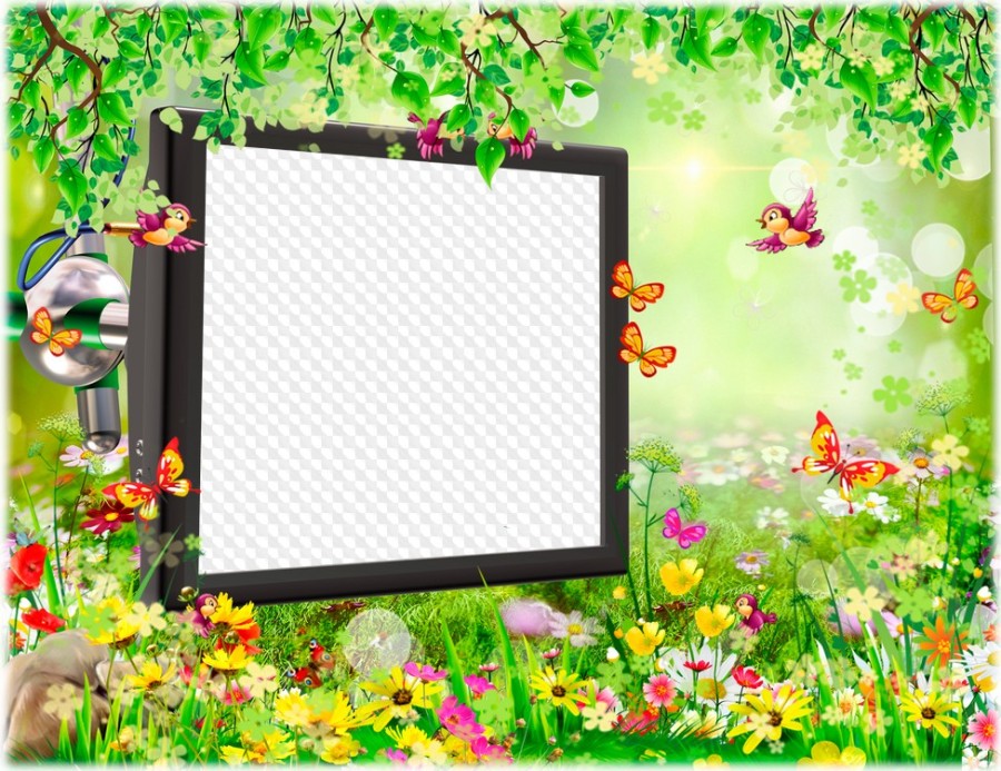 Spring TV, children frame PNG, photo frame PSD