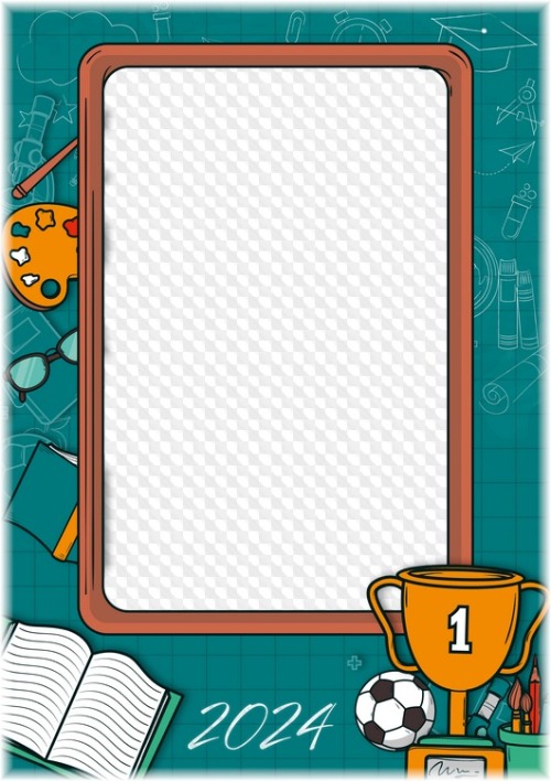 Schoolboy athlete frame PNG, football player photo frame PSD, 2024 school