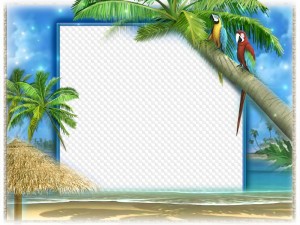 Billboard on the beach, photo frame PNG, PSD