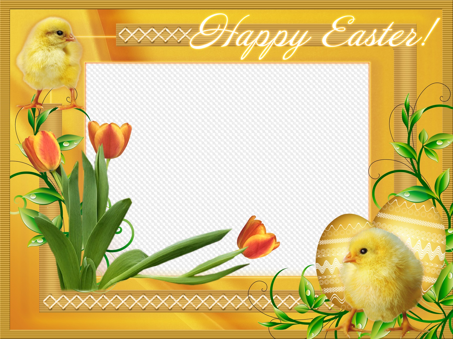 Happy Easter, frame PNG, photo frame PSD, download