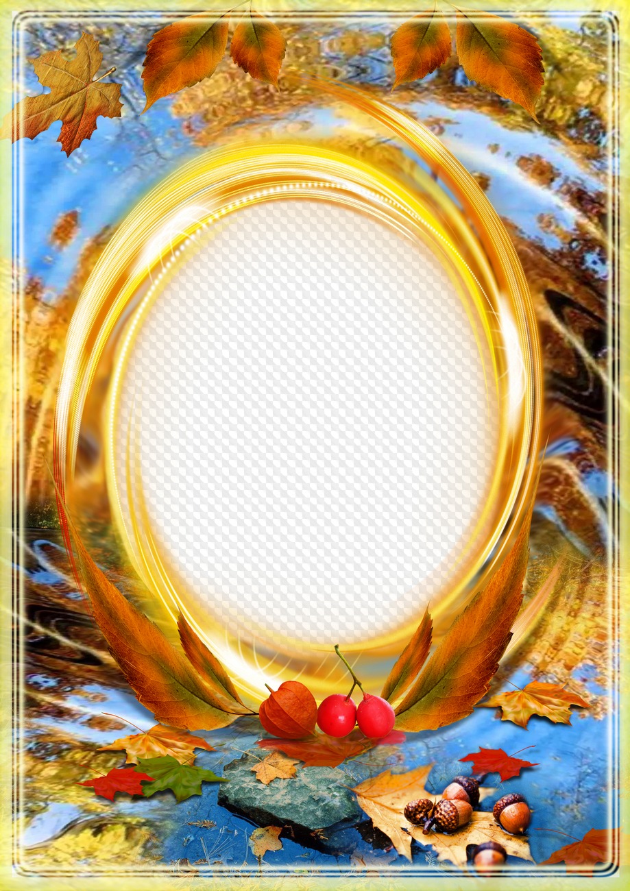 Golden autumn frame PNG, photo frame PSD, download