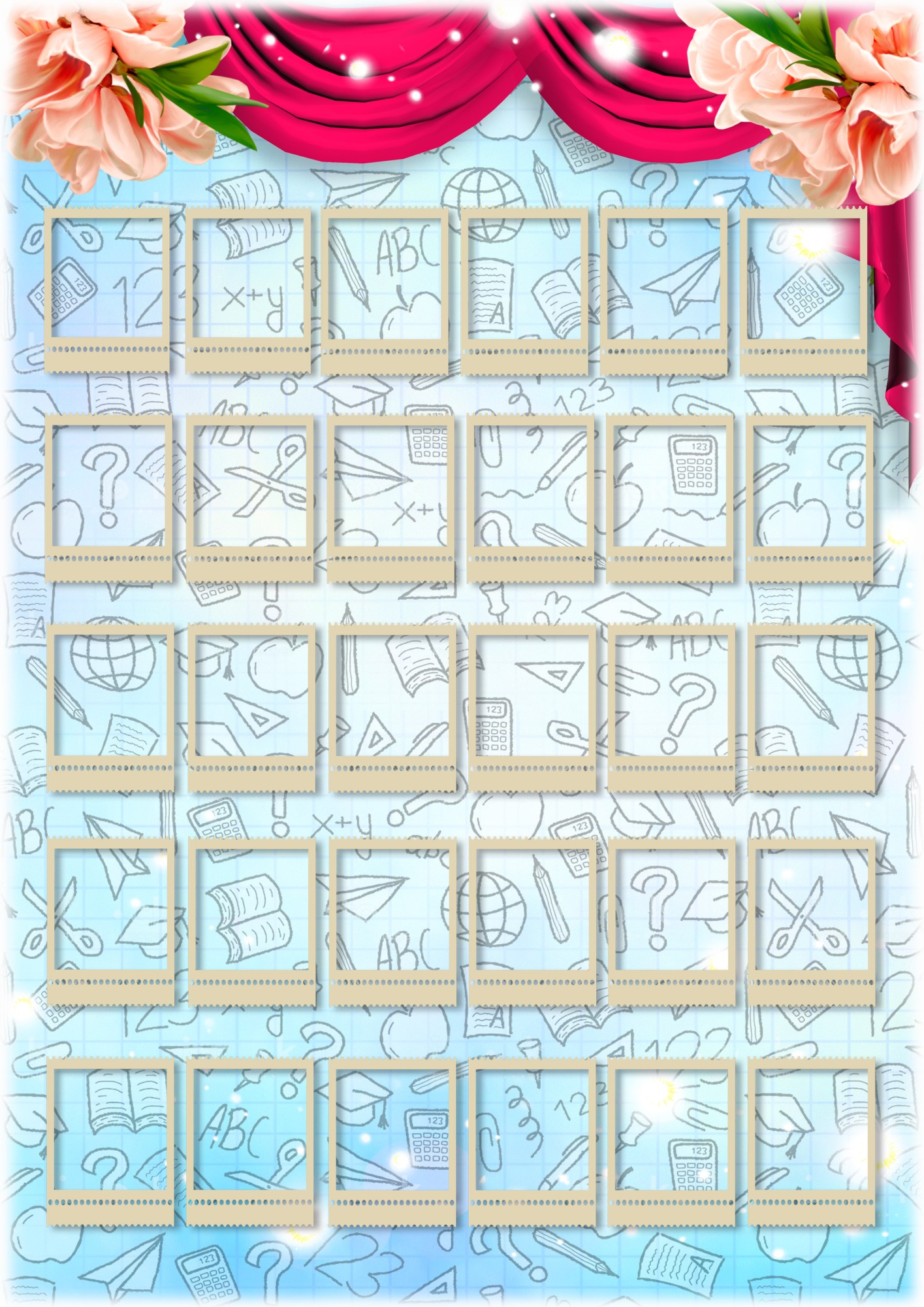 Vignette template for printing, many photos