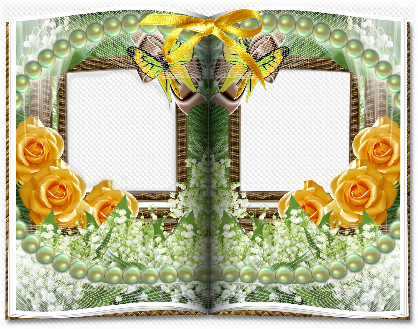 Open book PSD frame for two photos