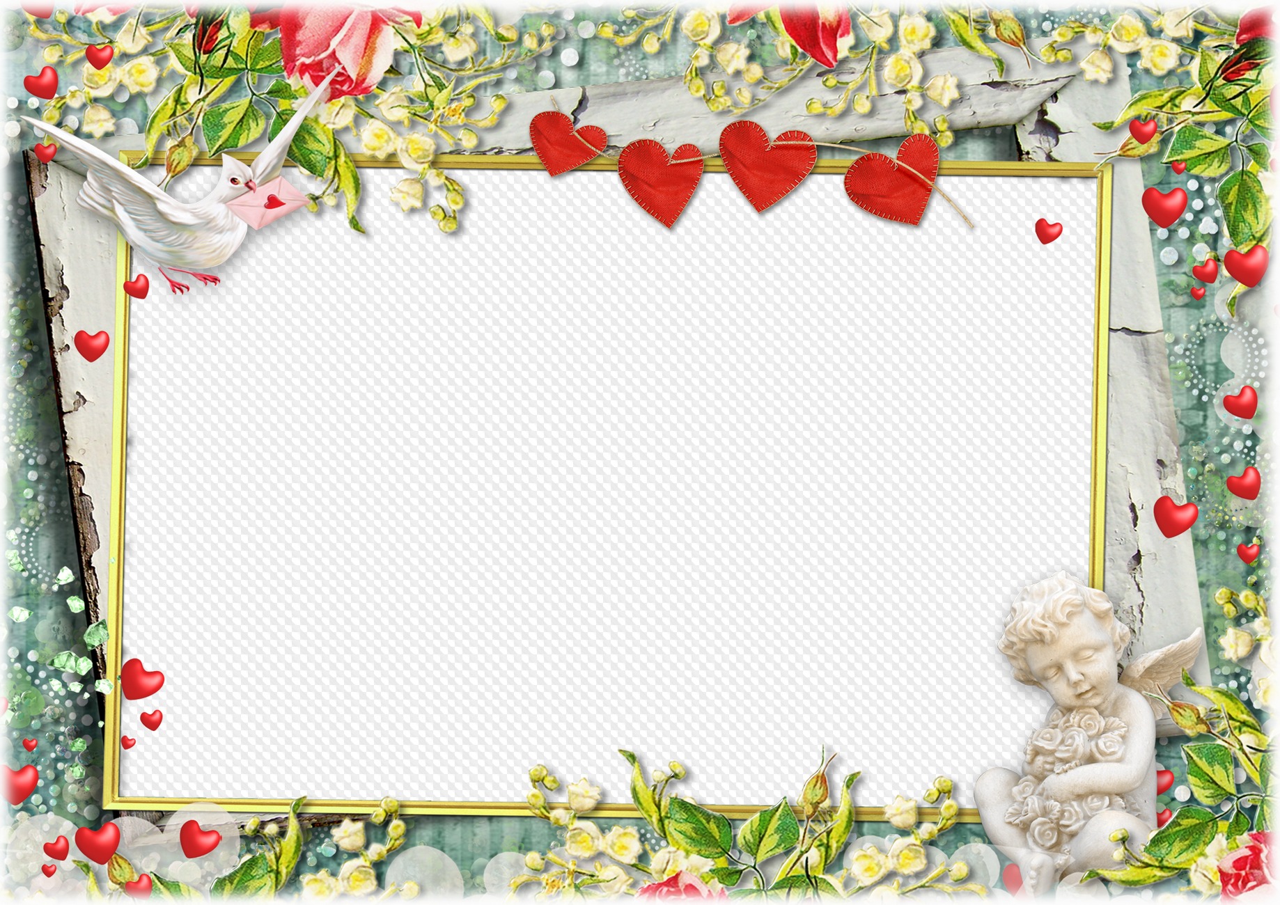 Angel frame PNG, photo frame PSD.