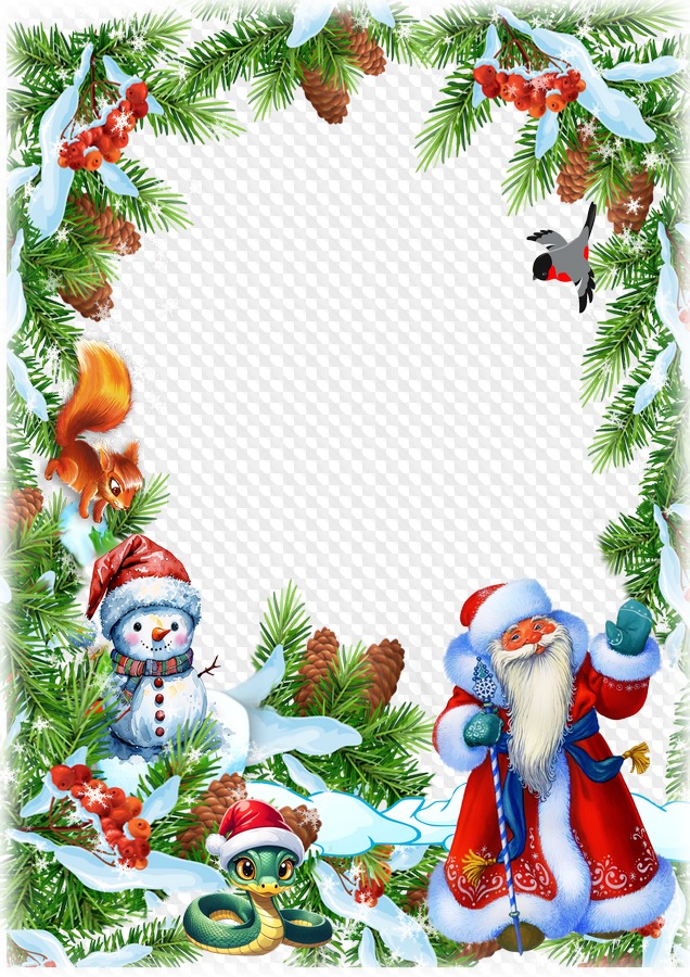 With a snake and Santa Claus frame PNG, photo frame PSD, free download
