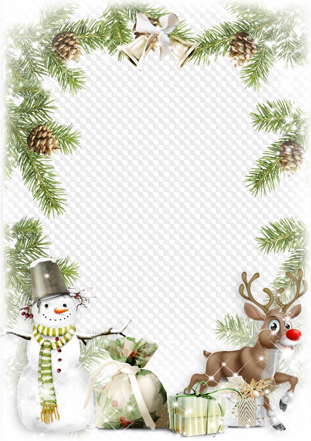 Photo frame 2025 with snowman and fir tree branches, PSD, PNG, free ...