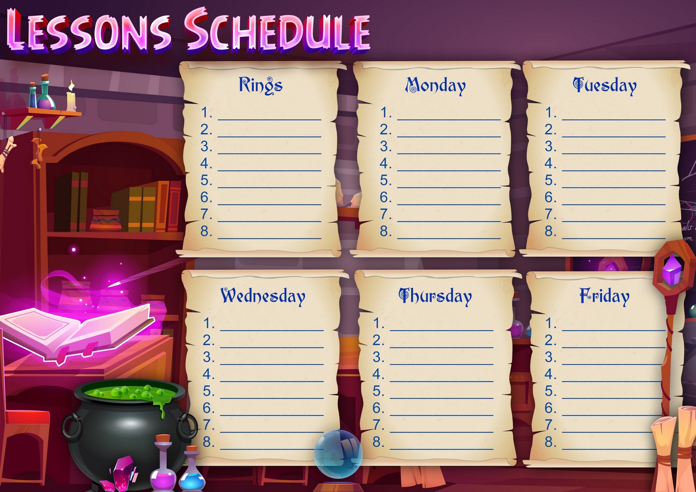 PSD Class Schedule, Printable Template (psd layered) free download