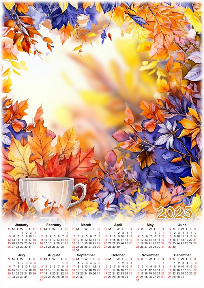 Autumn Forest Calendar 2025 PSD, PNG, JPG, free download