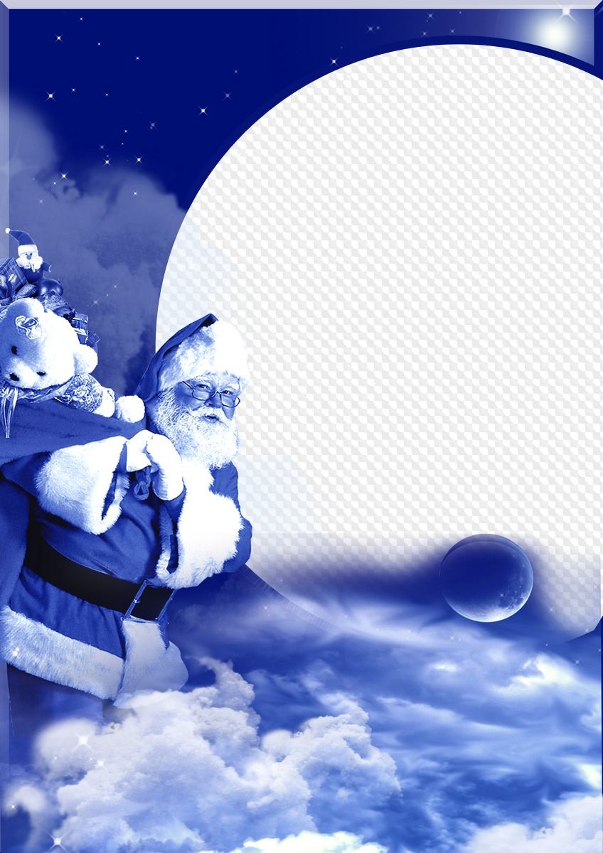 Santa Claus with a bag of gifts, photo frame