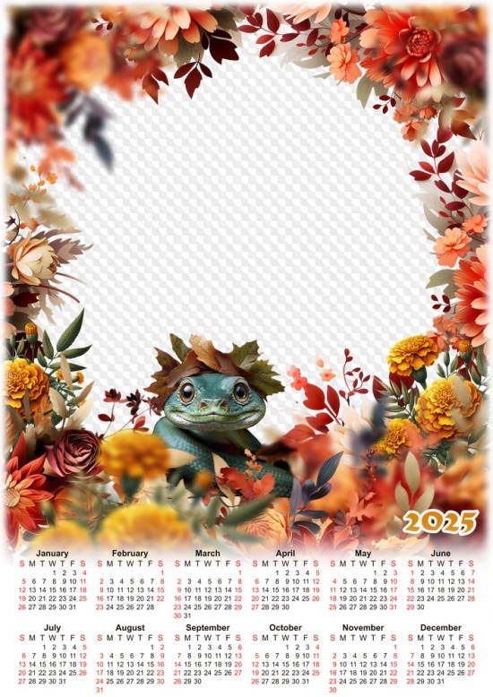 Snake, PSD Photo Frame Calendar Template PNG, free download