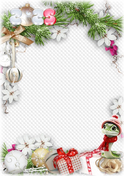 New Year Snake Frame PNG, Photo Frame PSD