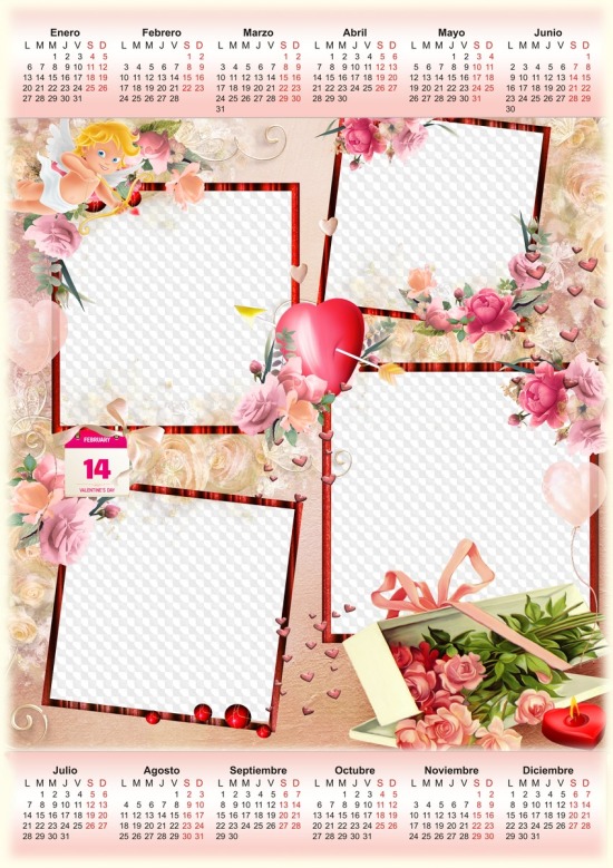 Marco de fotos del calendario del Día de San Valentín 2025, PNG, PSD ...
