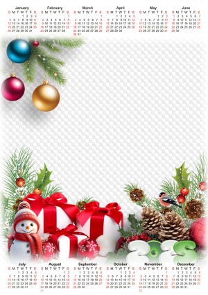 Winter 2025 Printable Calendar PSD, PNG, JPG