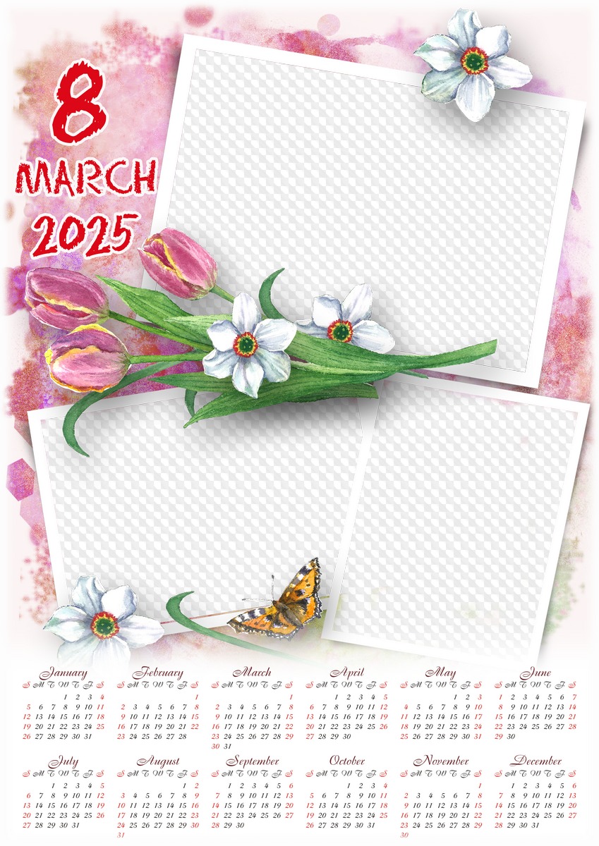 March 8, 2025 Photoshop Calendar