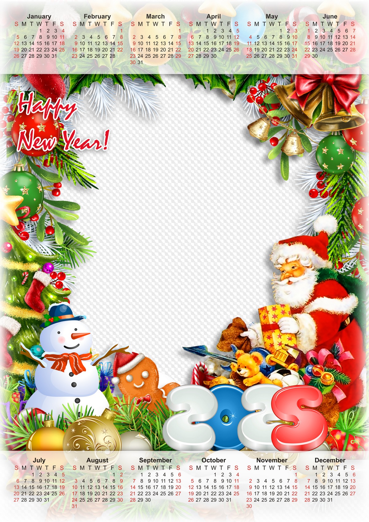 Happy New Year 2025! Calendar frame JPG, PNG, PSD, download. Calendar ...