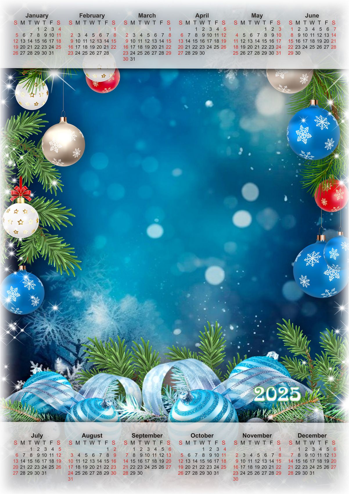 Calendar template 2025 Happy New Year! Download JPG, PNG, PSD