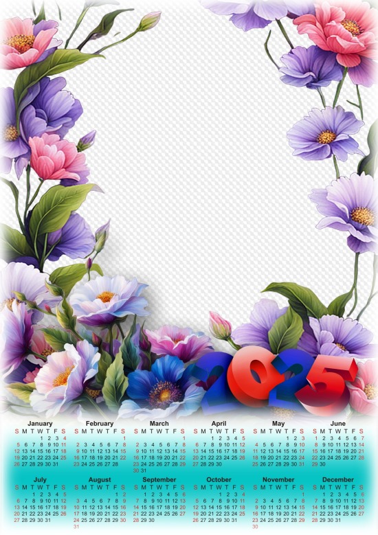 Spring flowers 2025 calendar for photoshop free download