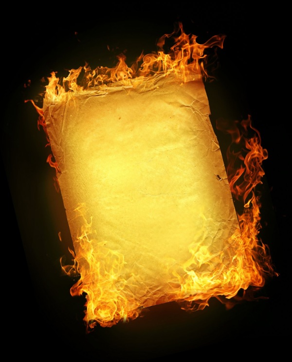 Old burning paper