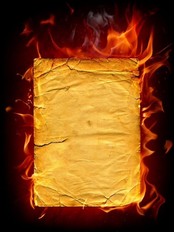 Old burning paper