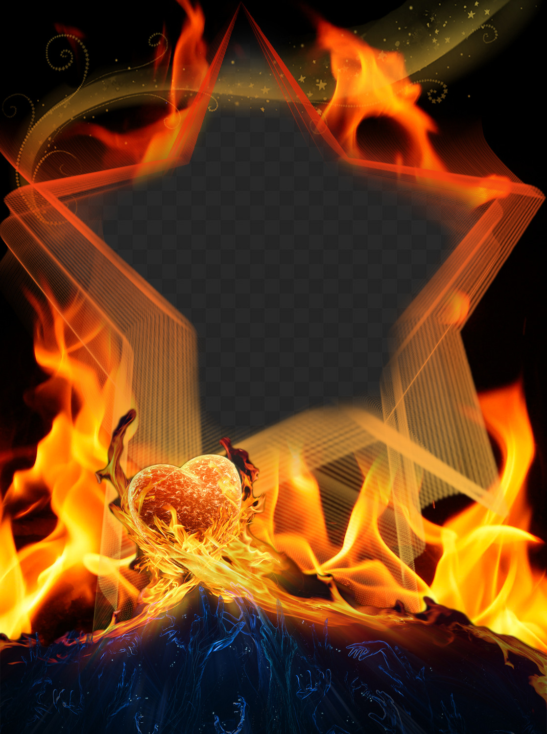 Star on Fire Frame PNG