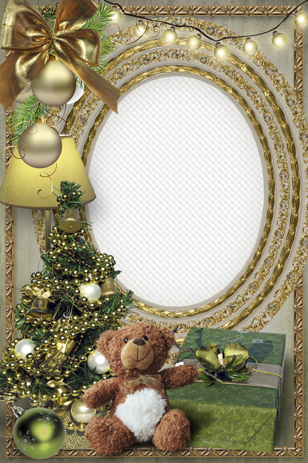 Frame for Photoshop - trees paint holidays ( Christmas frame png )