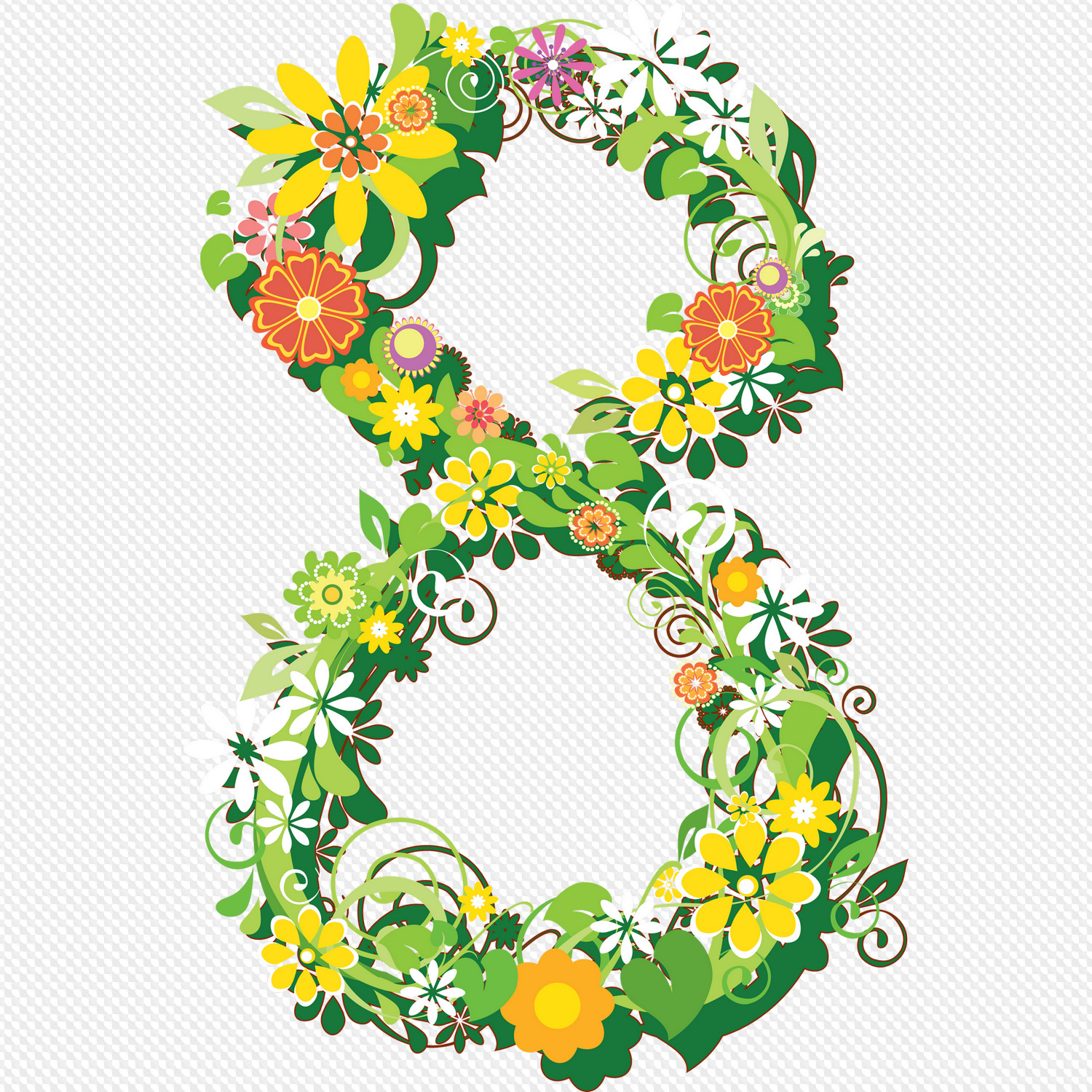 8 PNG on transparent background. Thirty PNG with the number 8.