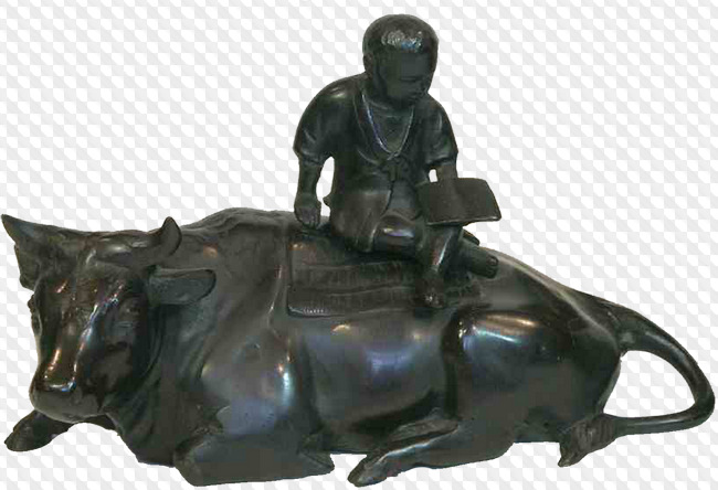 Antique Japanese bronze statue PNG on transparent background. 21 PNG.