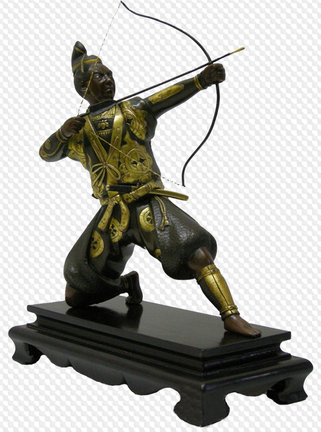 Antique Japanese bronze statue PNG on transparent background. 21 PNG.
