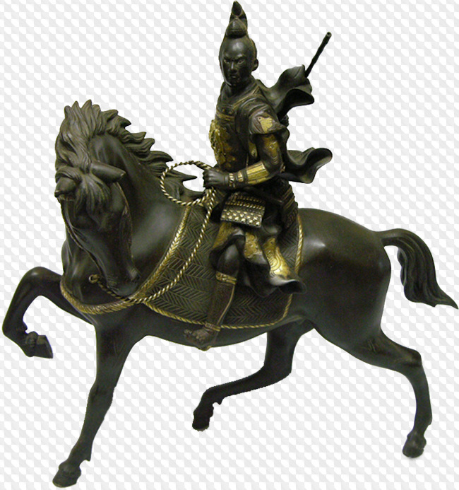 Antique Japanese bronze statue PNG on transparent background. 21 PNG.