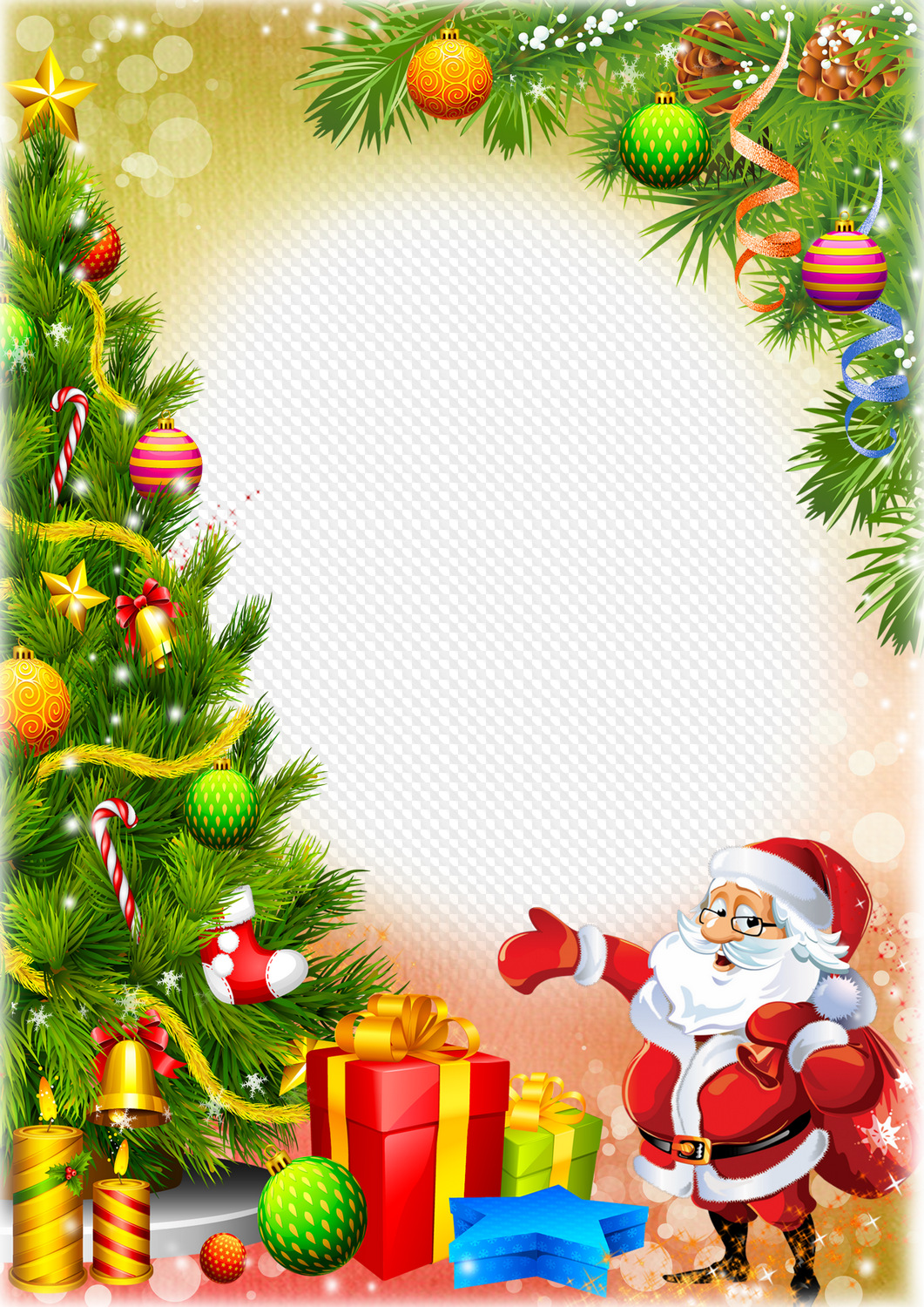 Template Christmas frame with Santa Claus for children phot - Gifts at ...