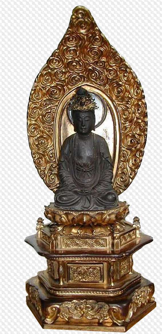 Antique Japanese bronze statue PNG on transparent background. 21 PNG.