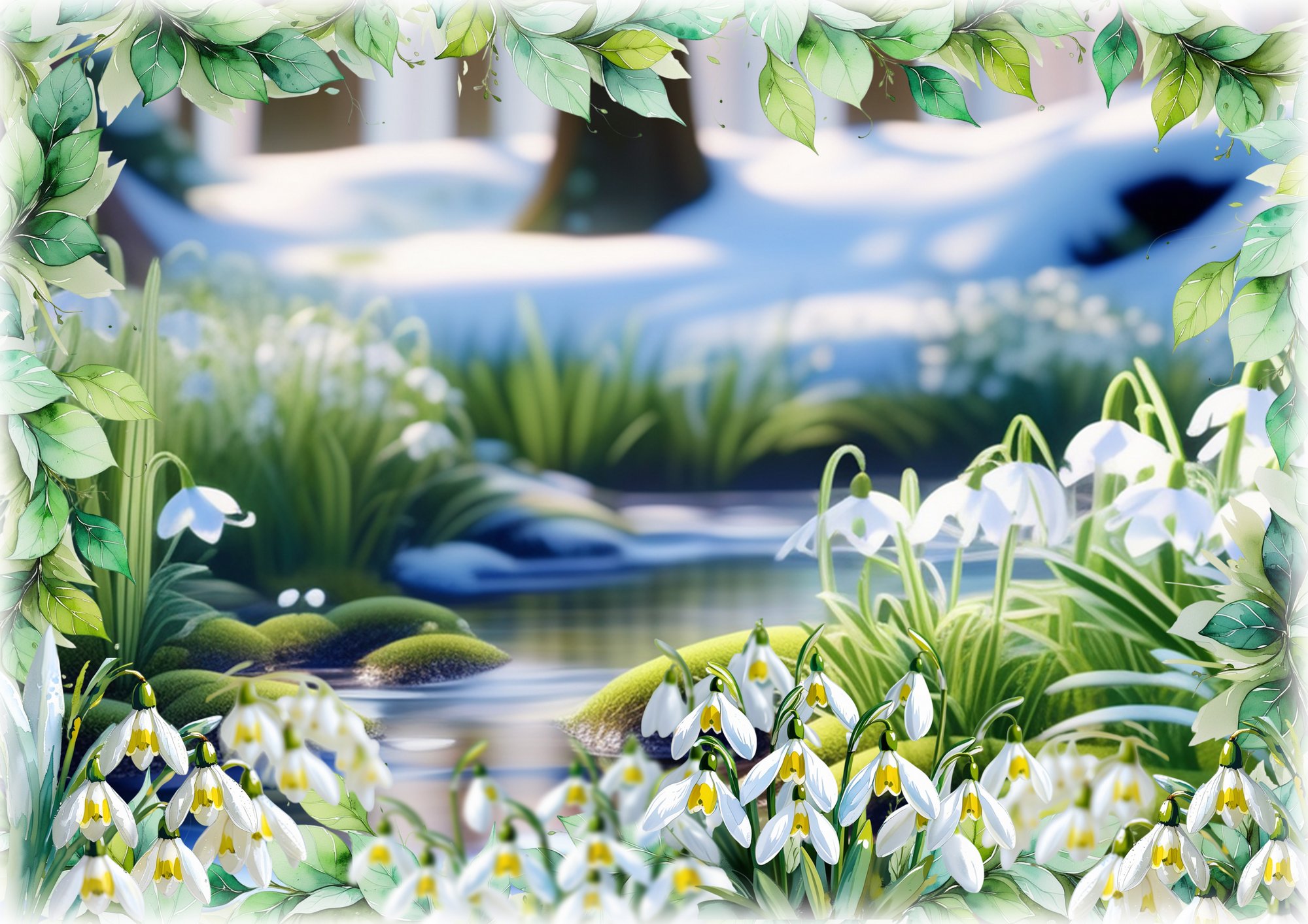 Spring photo frame for photoshop