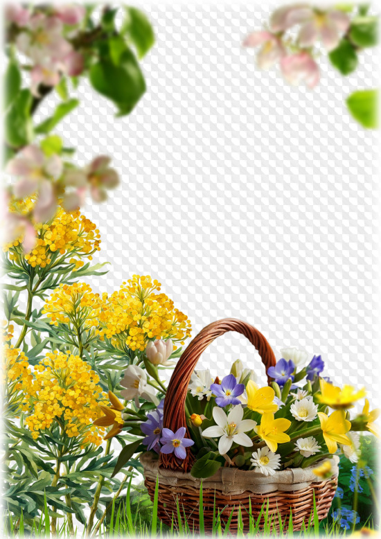 Festive photo frame with spring flowers