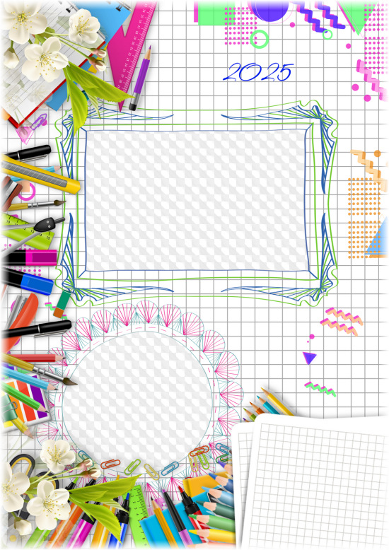 Vertical school frame PNG for two photos, photo frame PSD