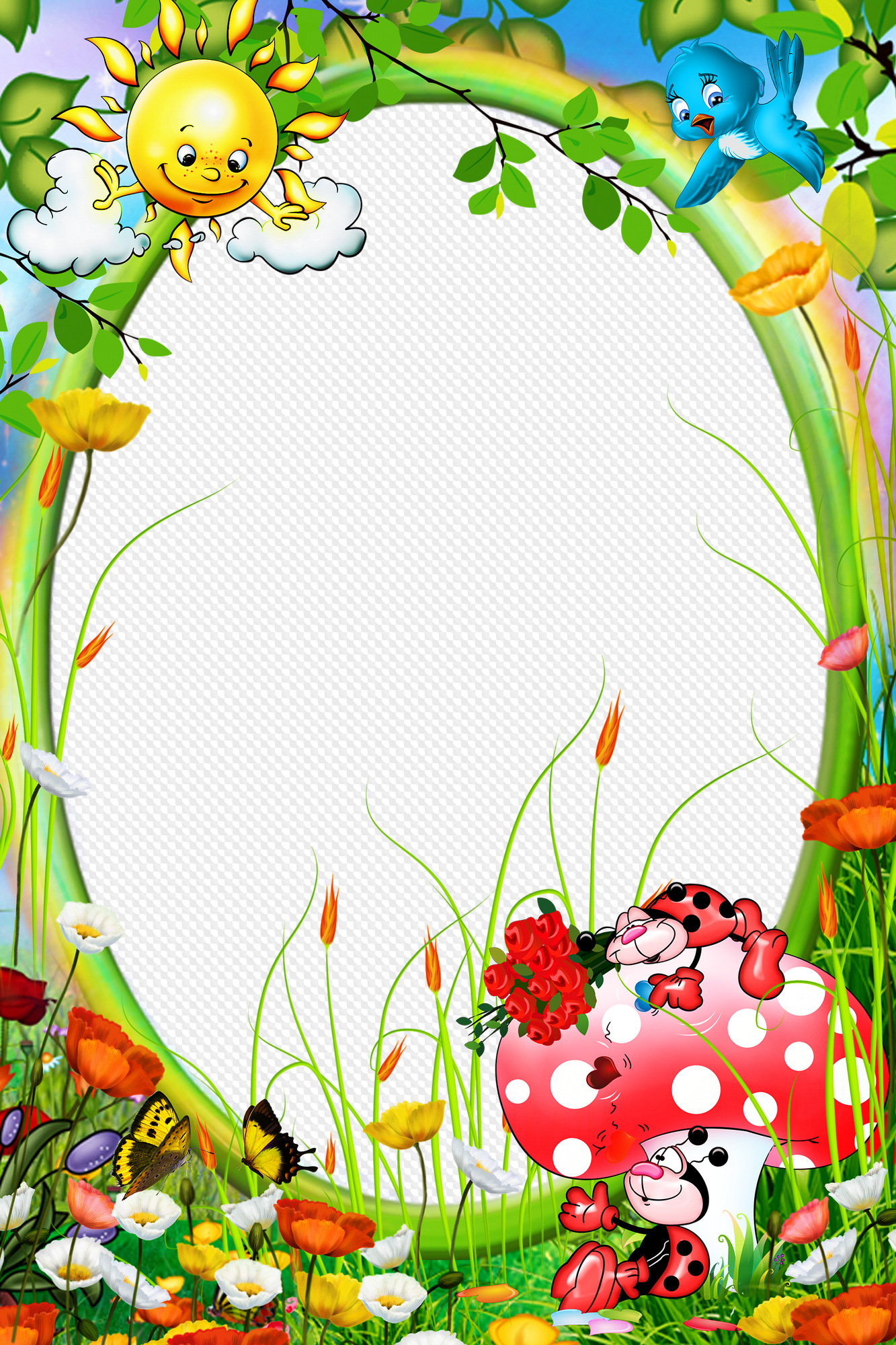 Ladybugs frame png photo frame psd