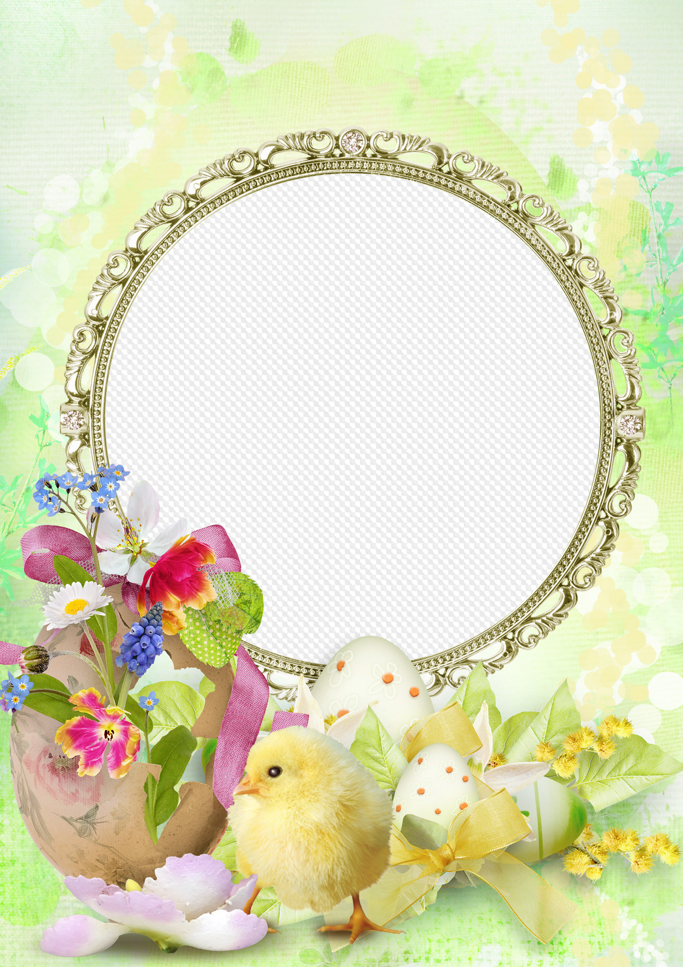 Easter card with a frame for a photo - I wish you Happy Easter