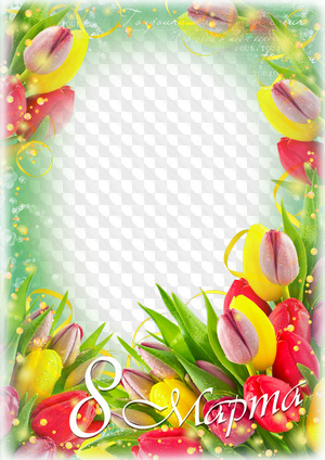 Tulips and birds - photoshop frame for March 8
