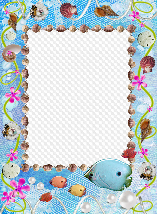 Marine frame for children with fish and shells