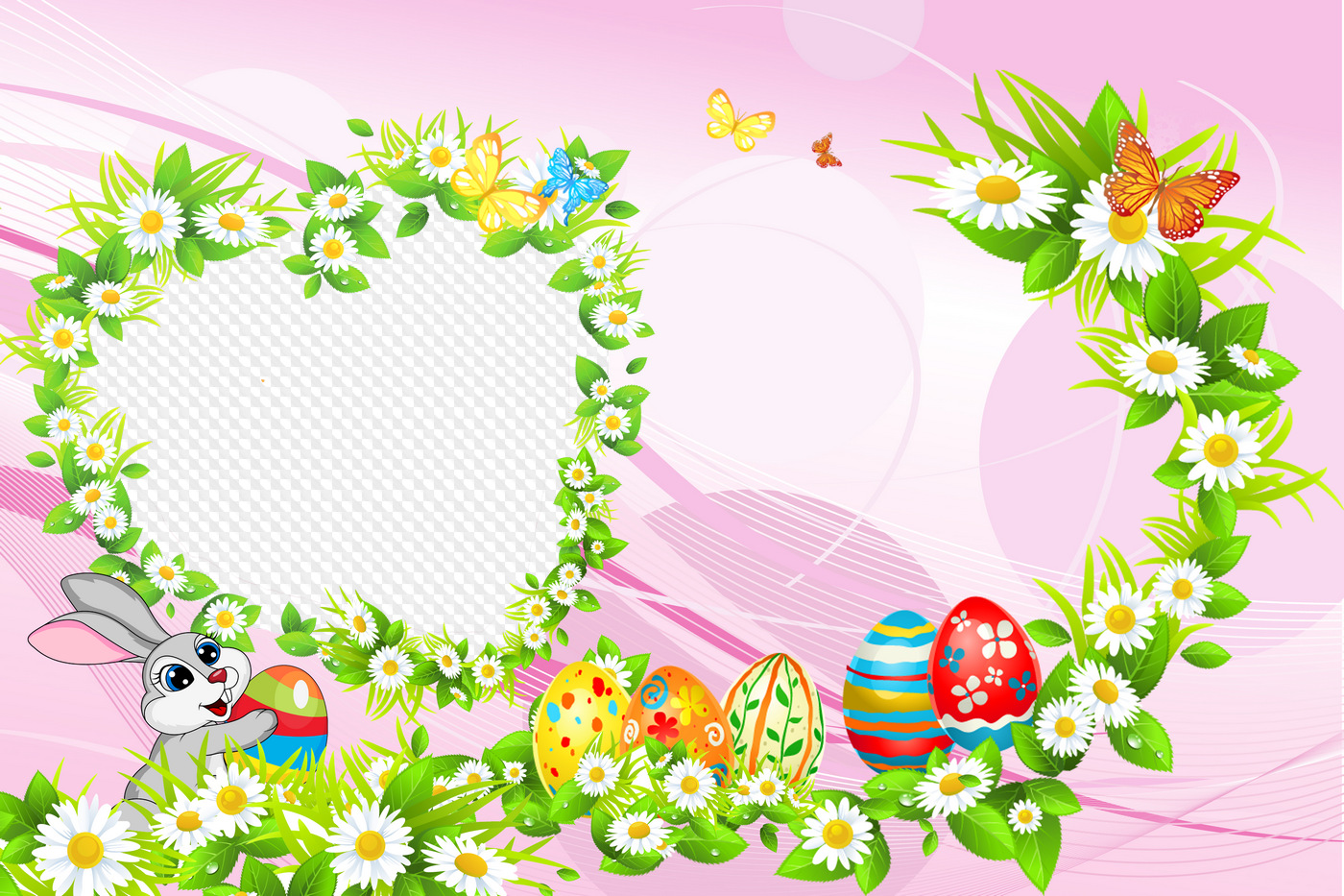 Updated: +3psd, 2png, 2jpg. Easter frame postcard png, psd