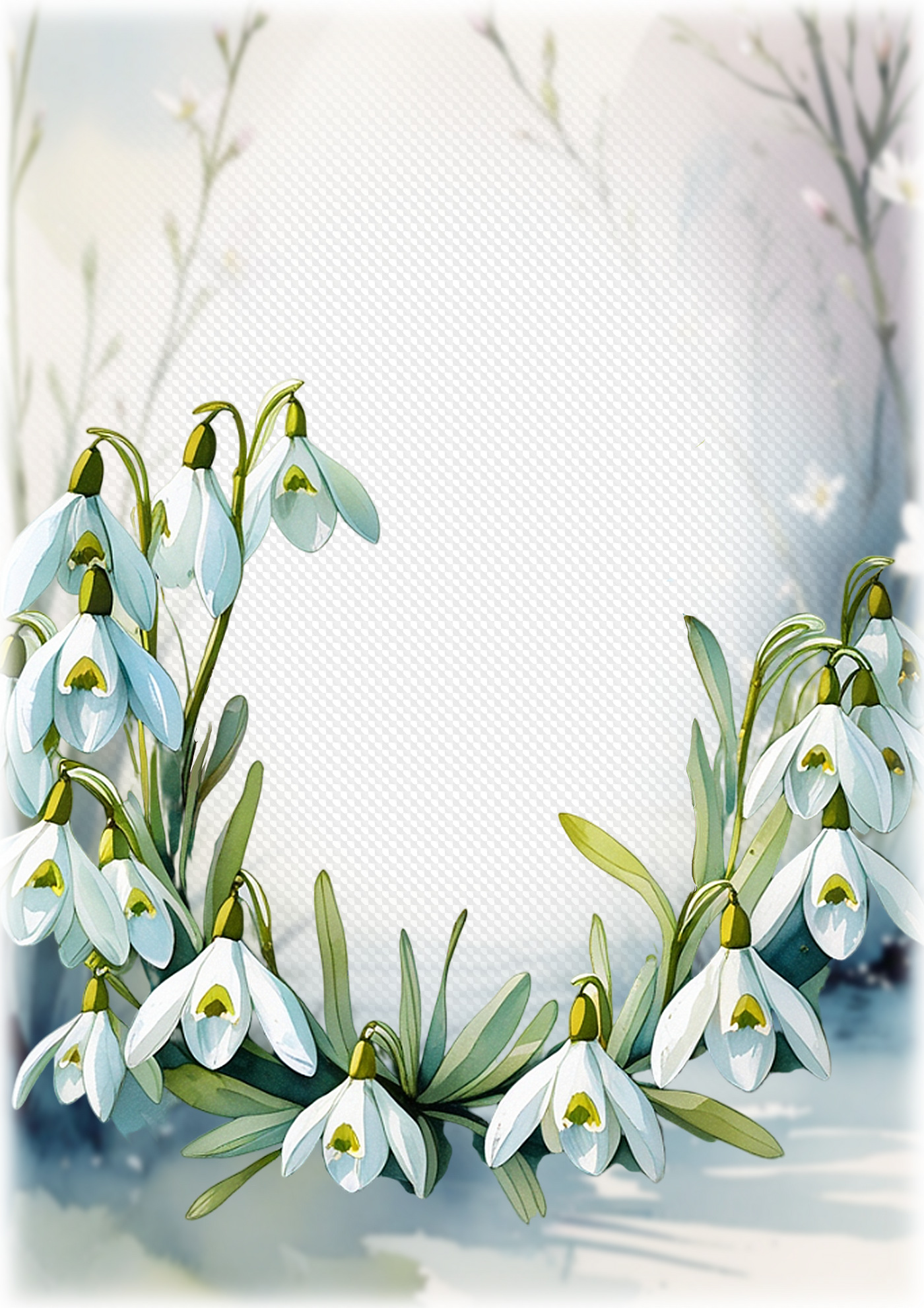 Two spring frames png with flowers