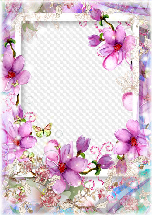 Spring flowers printable photo frame template