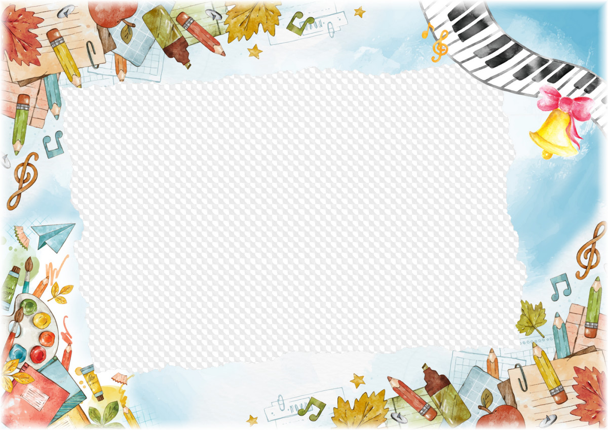 Watercolor school horizontal photo frame