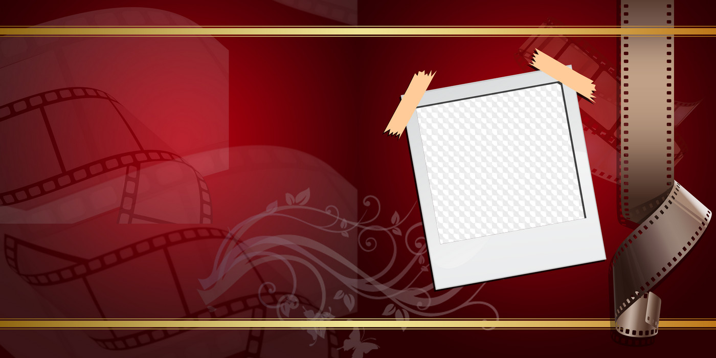 Film frame templates for photo album film, 12 PSD, 12 PNG