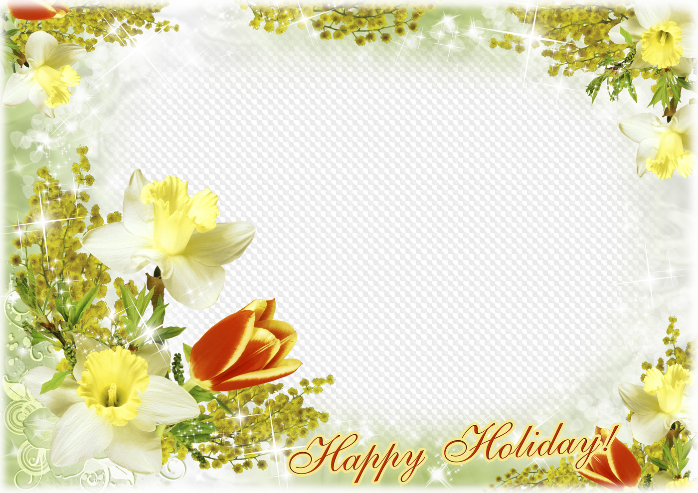 Holiday Frame PSD file for decoration festive photo with Spring flowers ...