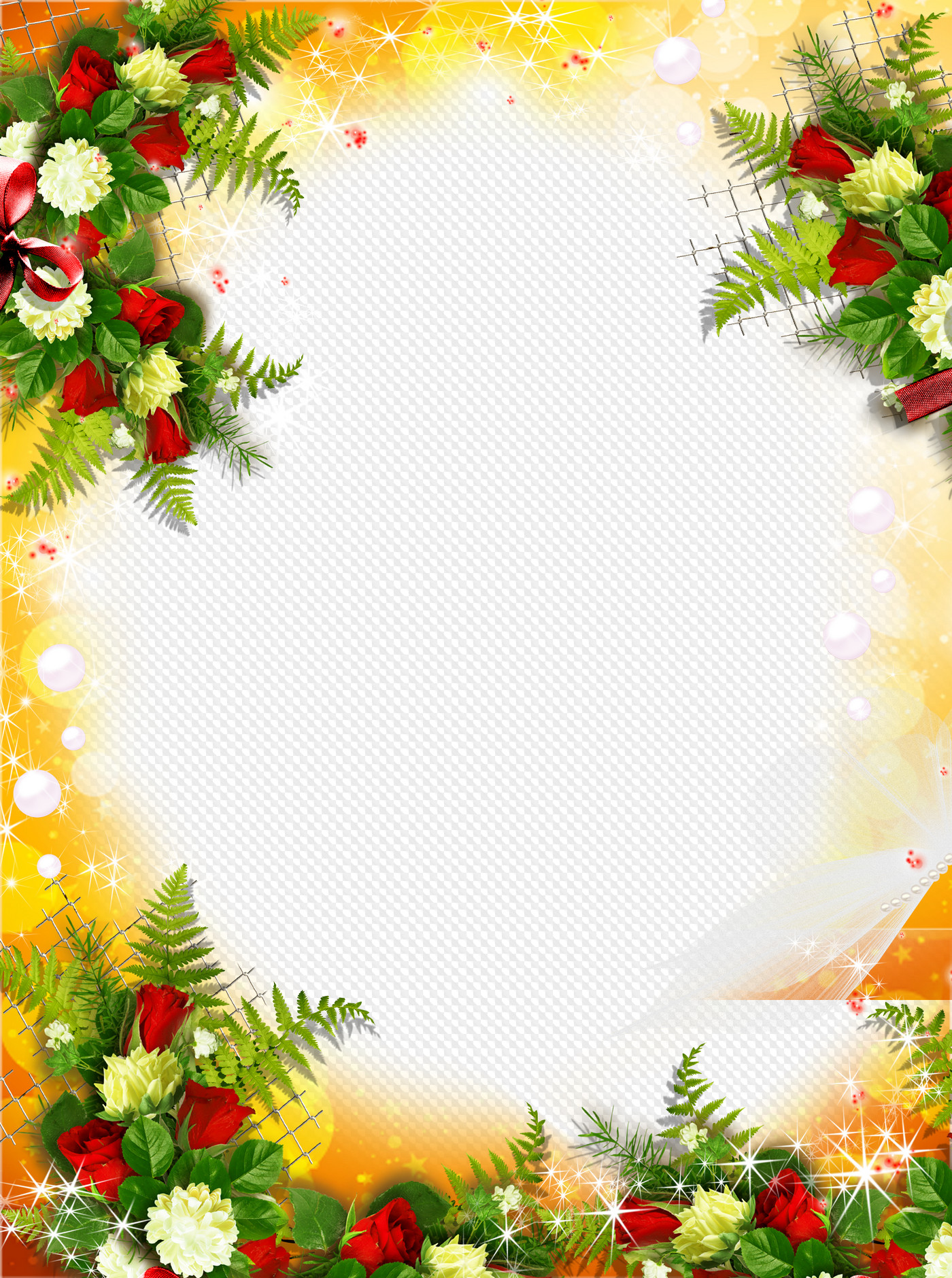 Elegant bouquet of white roses FRAME template