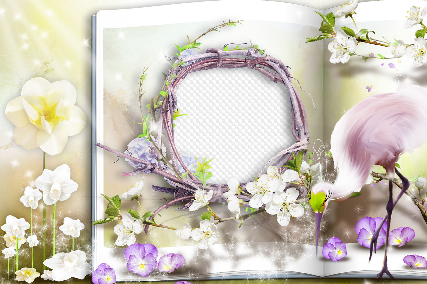 Magic book frame PNG, PSD