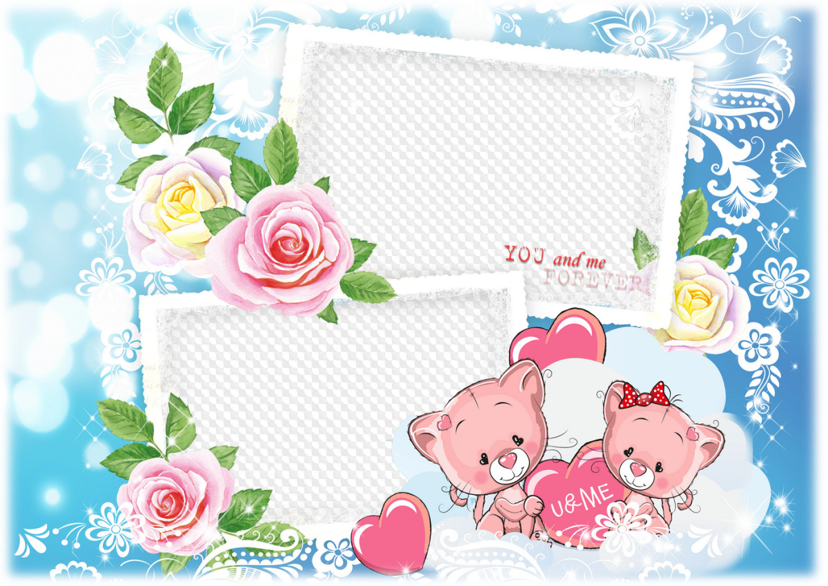 Love photo frame template ( two photos | PSD | PNG )