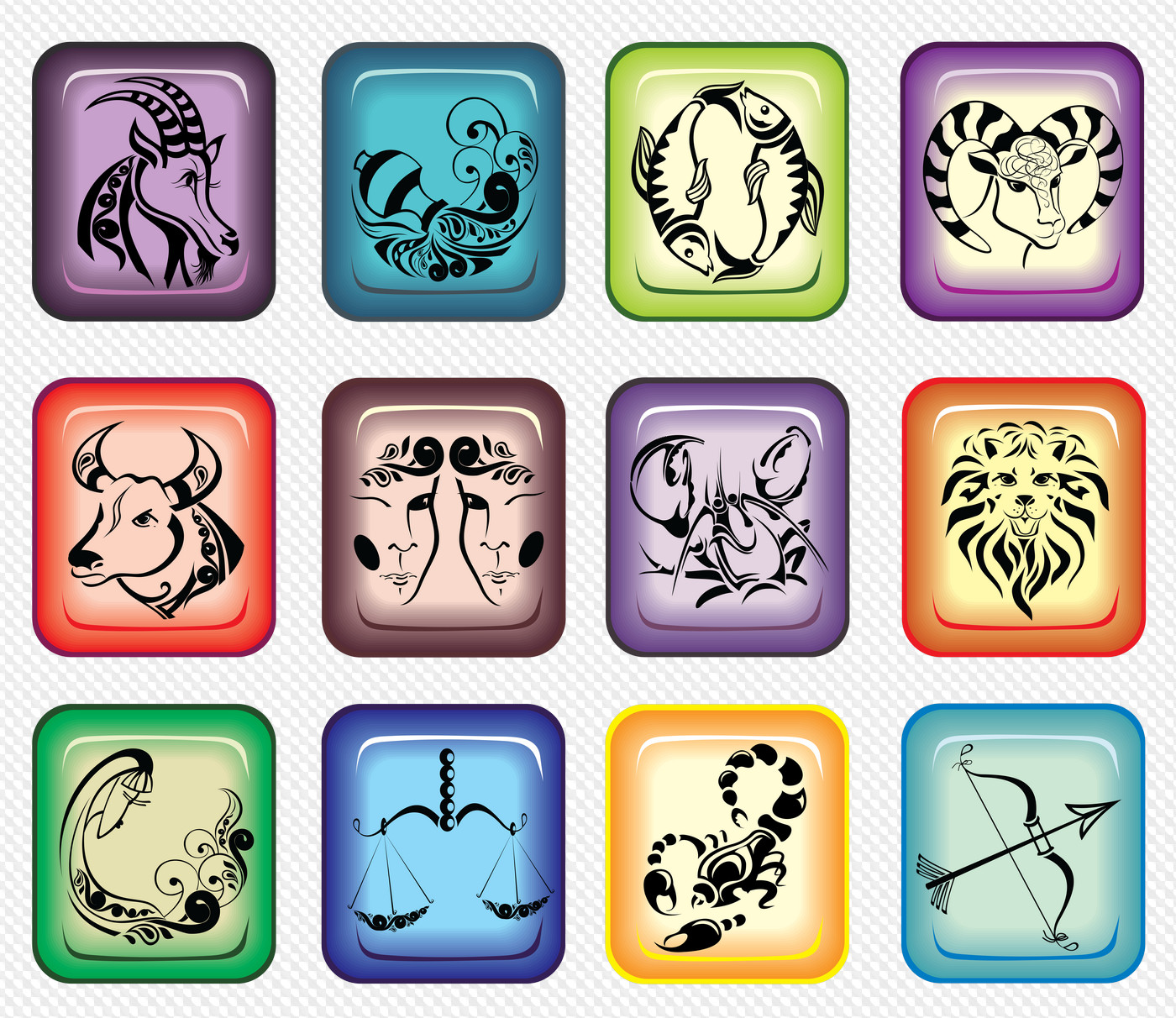 Zodiac signs PNG. Nine PNG with transparent background.