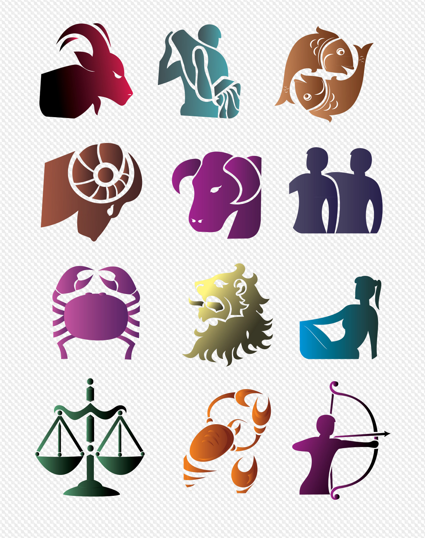 Zodiac signs PNG. Nine PNG with transparent background.